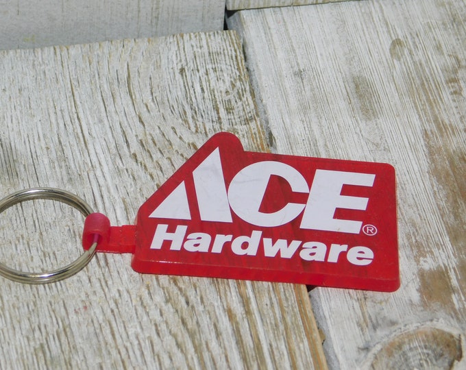 Vtg ACE Hardware RUBBER Key Ring, Ace Key Chain, Gift Idea, Prop, House ...