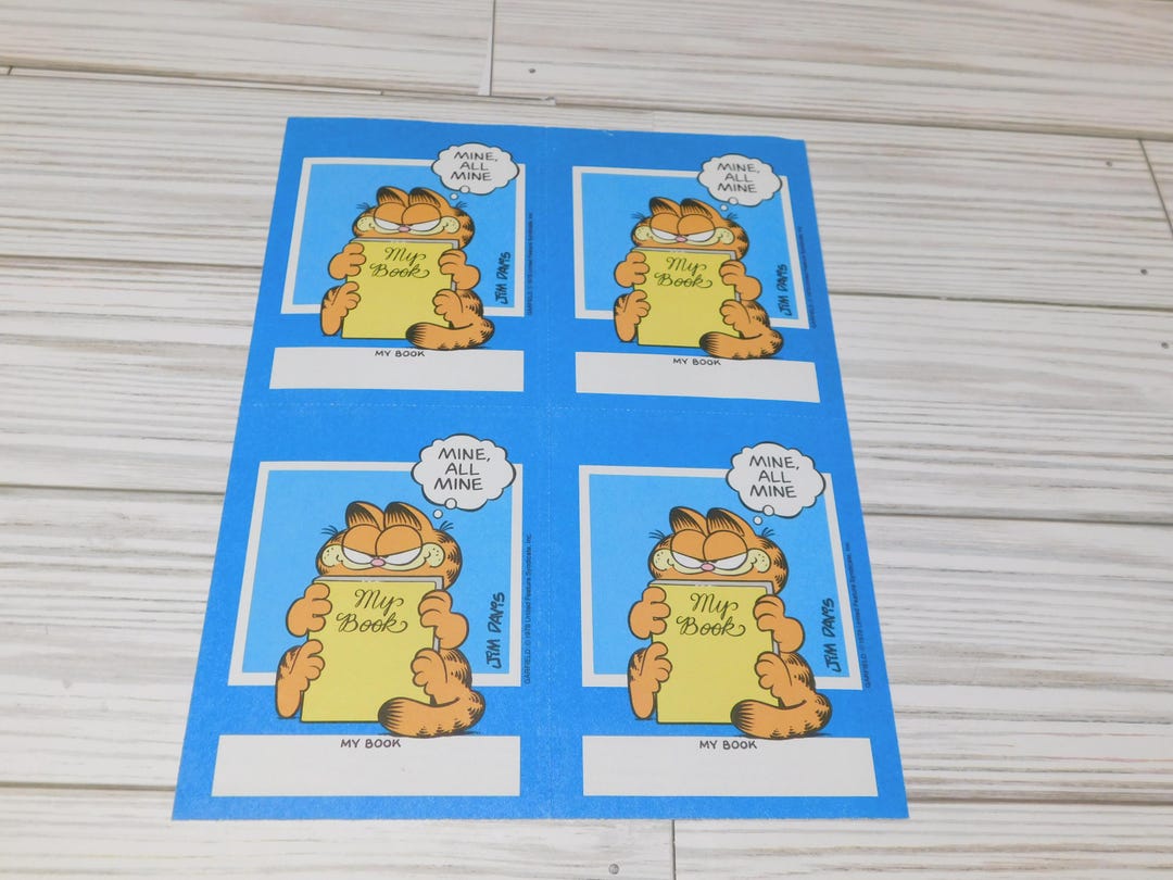 GARFIELD Book Name Tags, Cartoon, Book Labels, Memories, Gift, Prop ...