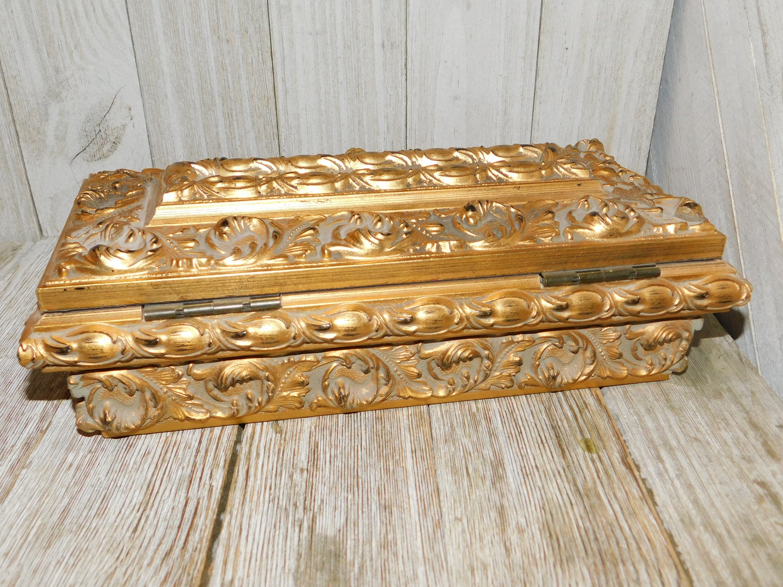 Vintage Ornate Gold Jewelry Box Vintage Gold Box Ornate Gold - Etsy