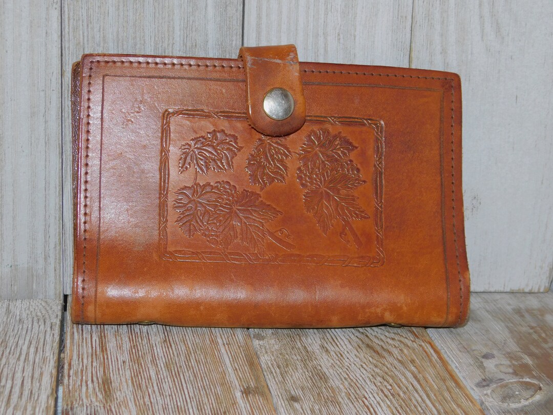 Vintage Tooled Embossed Leather Folder Day Planer Folder Office School ...