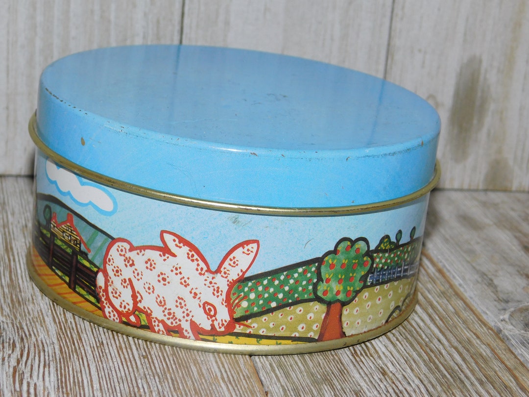 Vtg Meister Bunny Rabbit Round Tin Can, Vintage Tin Can, Storage Tin ...