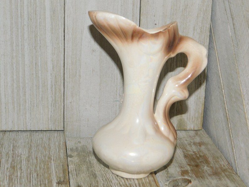 Vintage White Brown Pitcher W Pink Rose Vintage Pitcher | Etsy