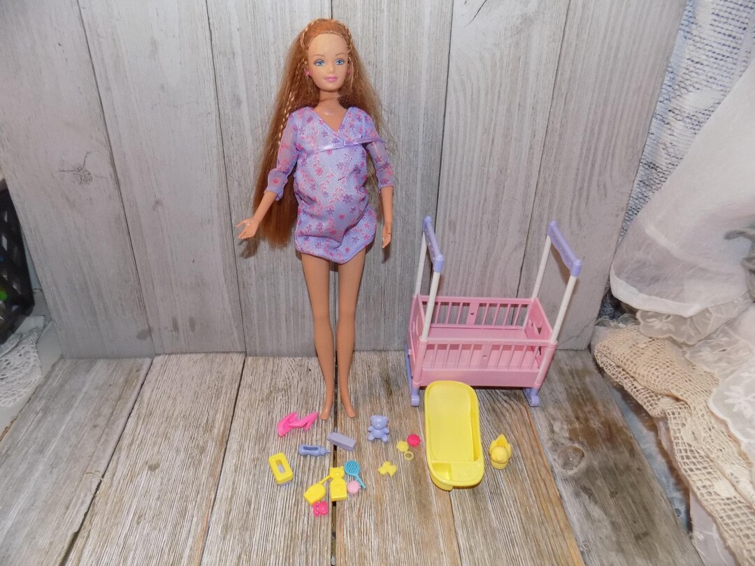 Barbie Happy Family Pregnant Midge & Baby Doll 2002 W Accessories ...