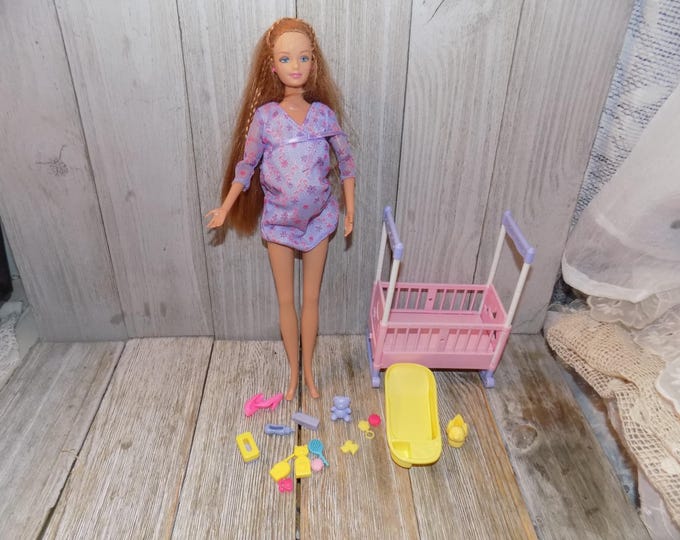 Barbie Happy Family Pregnant Midge & Baby Doll 2002 W Accessories ...
