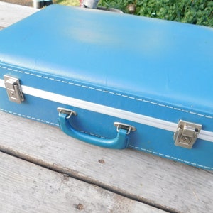 Vtg Blue Hard Shell Small Suit Case, Accessory Suit Case, Small Case ...