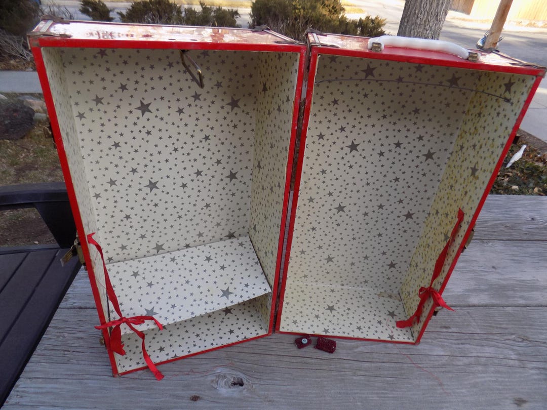 Doll Trunk, Vintage Red Doll Trunk, Dolls, Storage, Doll Chest ...
