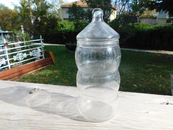 Vintage Glass Jar Vintage Jar Curved Clear Jar Kitchen Jar - Etsy