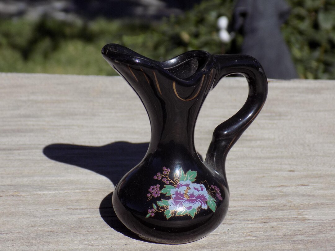 Pitcher, Black Floral Pitcher, Doll Pitcher, Made in China, Memories ...