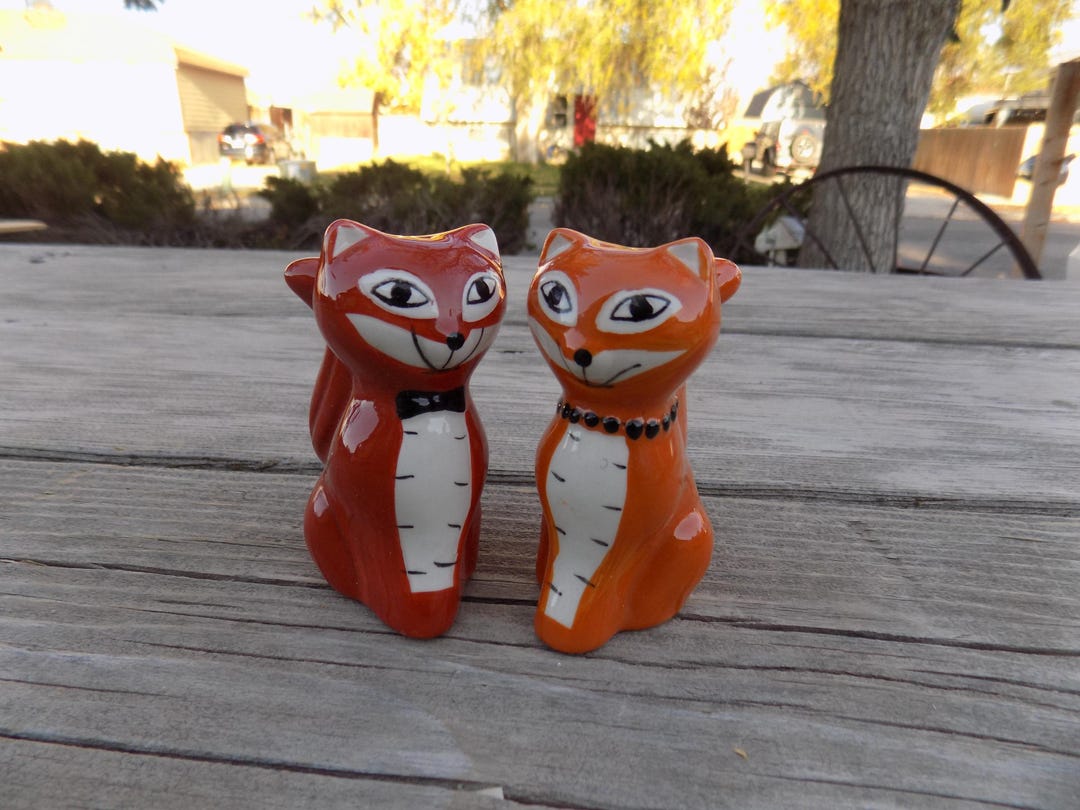 Salt Pepper Fox Couple Vtg Tableware Kitchen Fall Woodland Animal ...