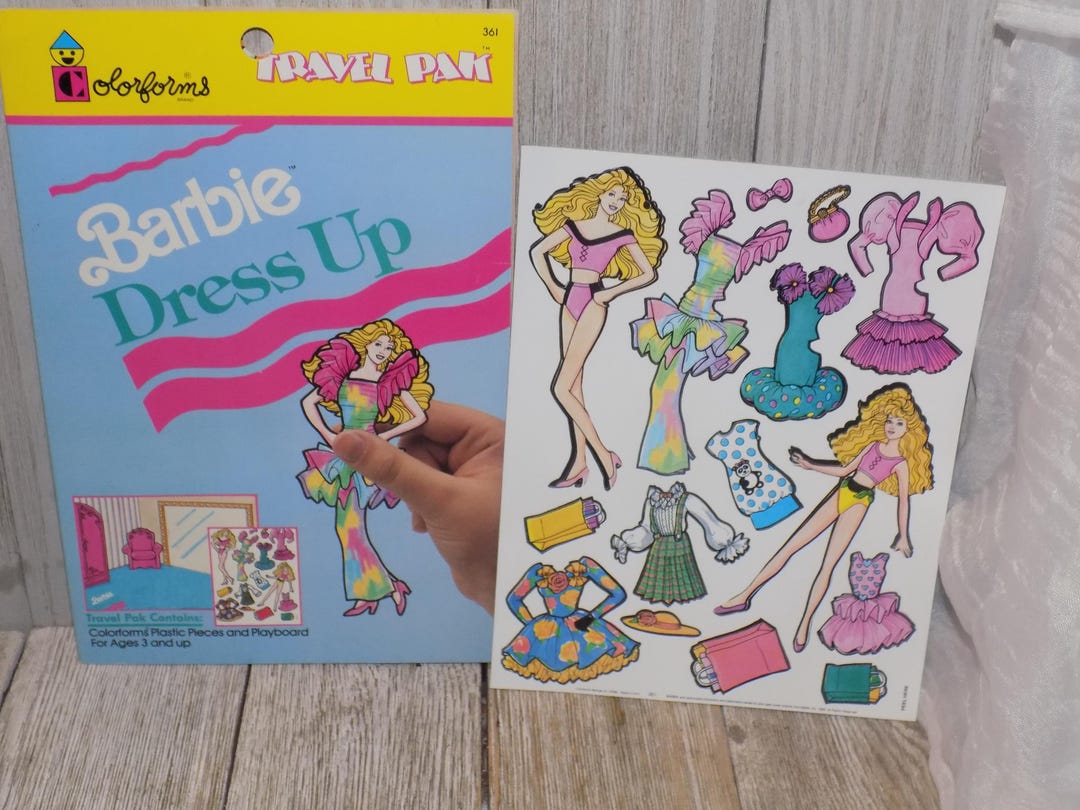 Barbie Dress up Travel Pak Colorform, 1989 Vintage Dolls, Vtg Colorform ...
