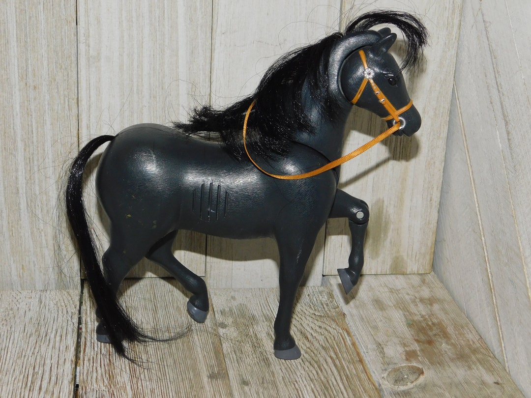 Vintage Horse, Plastic Black Pony, Horse, Horse W Reins, Small Horse ...