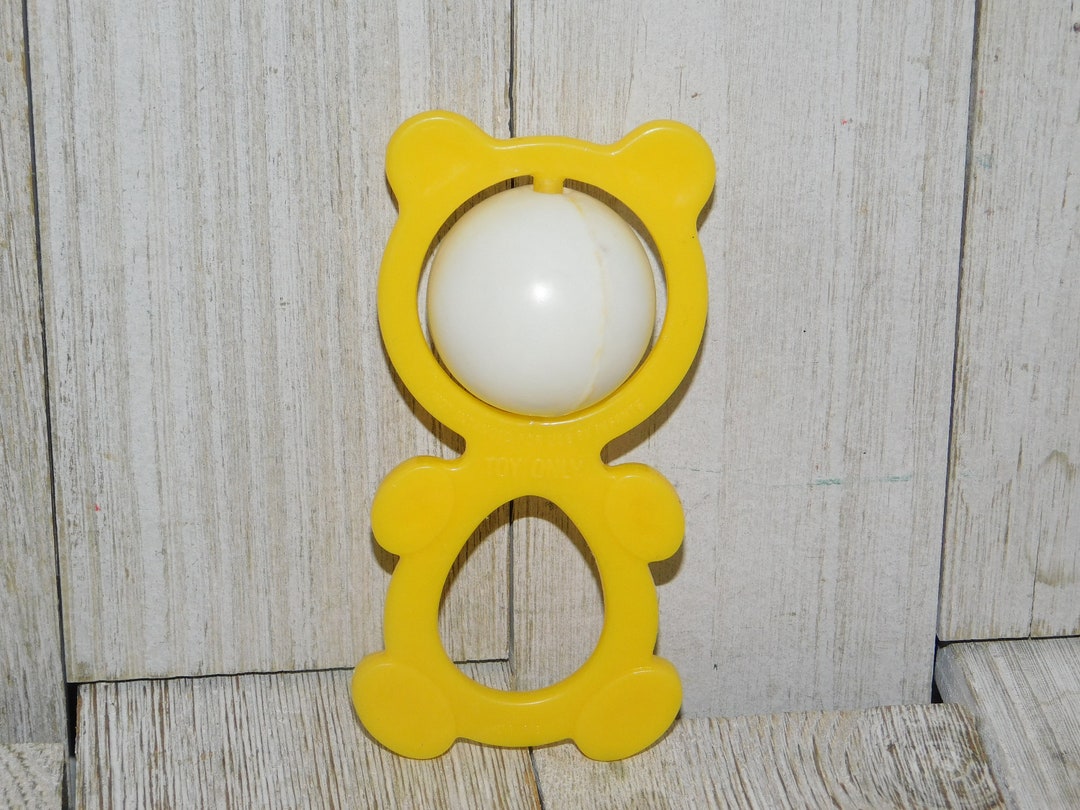 Vintage Yellow Baby Rattle, Vintage Baby Rattle, Small Baby Rattle ...
