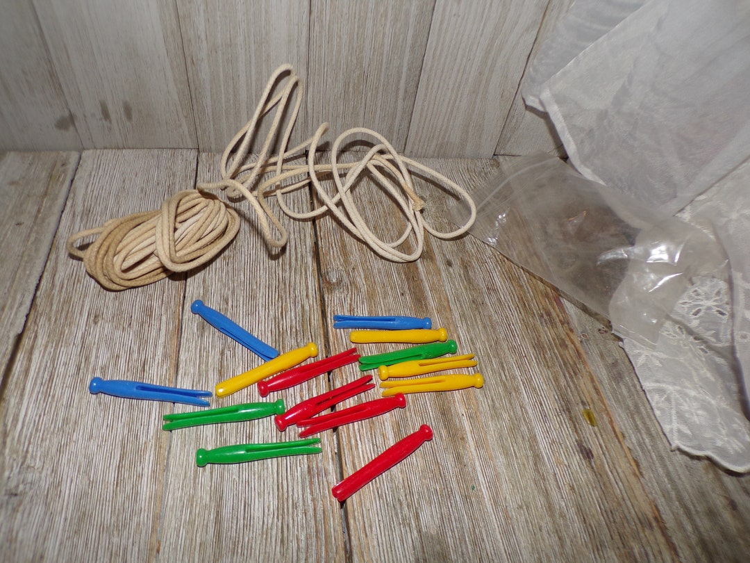 Vtg Camping Clothes Line and Pins, Doll Clothes Clothes Line, Survival ...