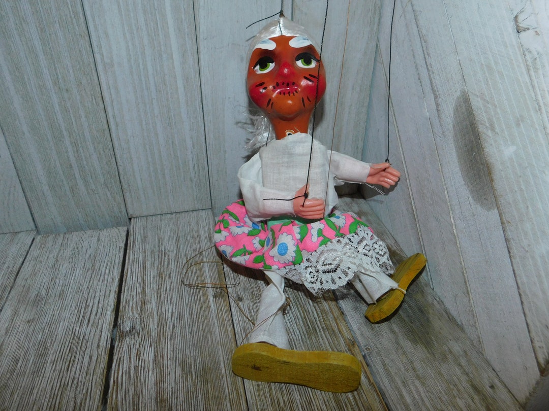 Vintage Wooden Puppet Marinette, Vintage Puppet, Wood Puppet, Gift Idea ...
