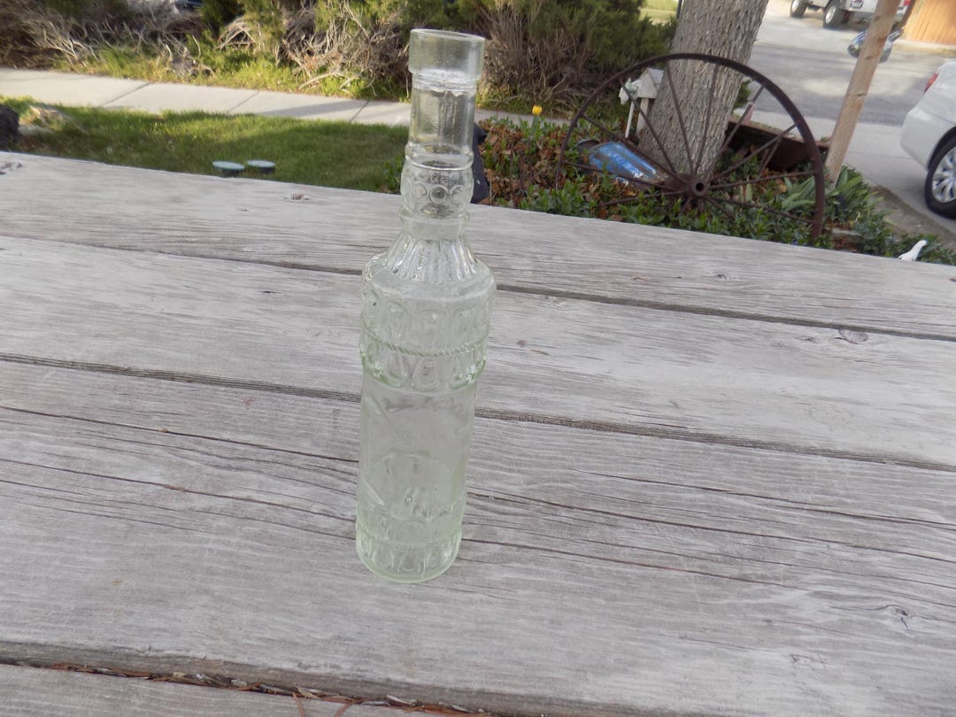 Liquor Bottle EMPTY Bottle, Bottle Clear Embossed Bottle, Bar Ware ...