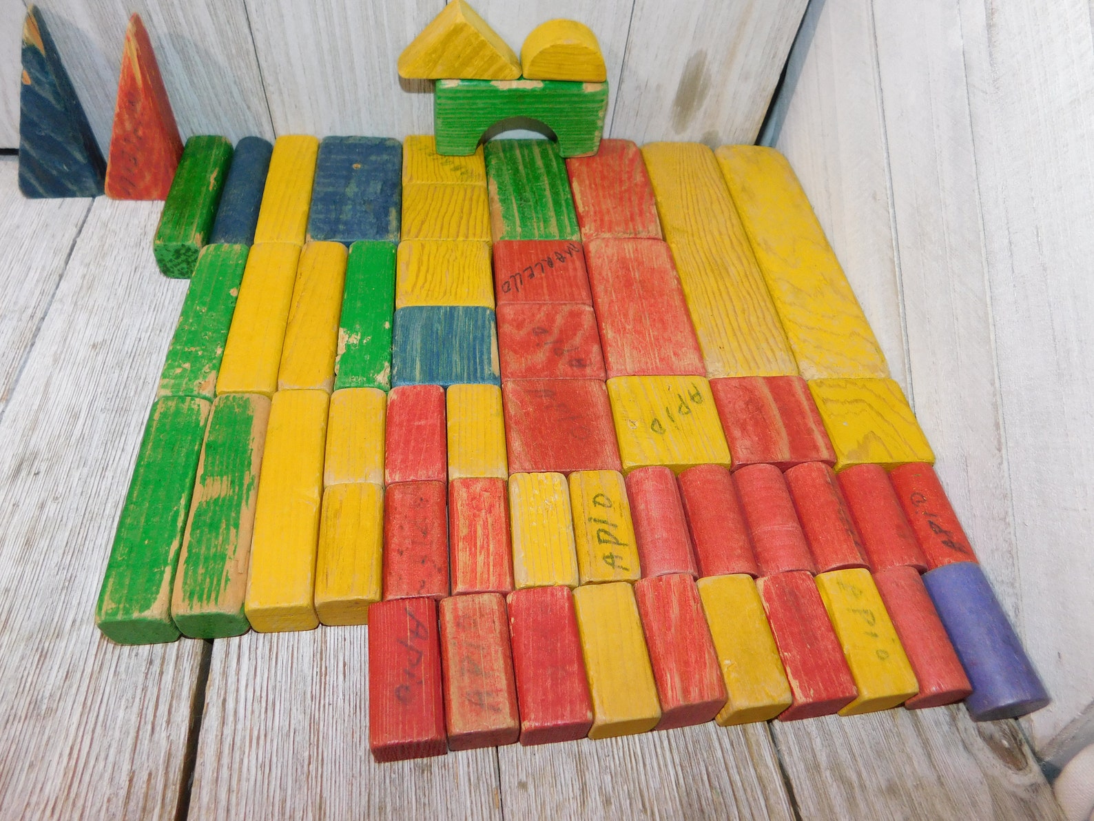 Vintage Building Blocks Wood Building Blocks Vintage Blocks - Etsy