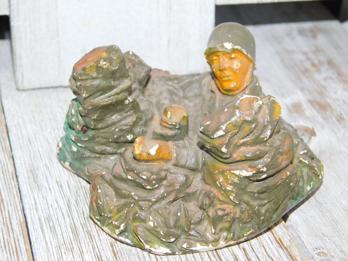 Vintage Clay Army Soldier Military Man in Rocks Vintage Clay | Etsy