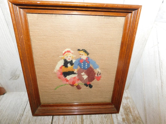 Embroidery Picture of Dutch Couple Pretty Embroidery Art | Etsy