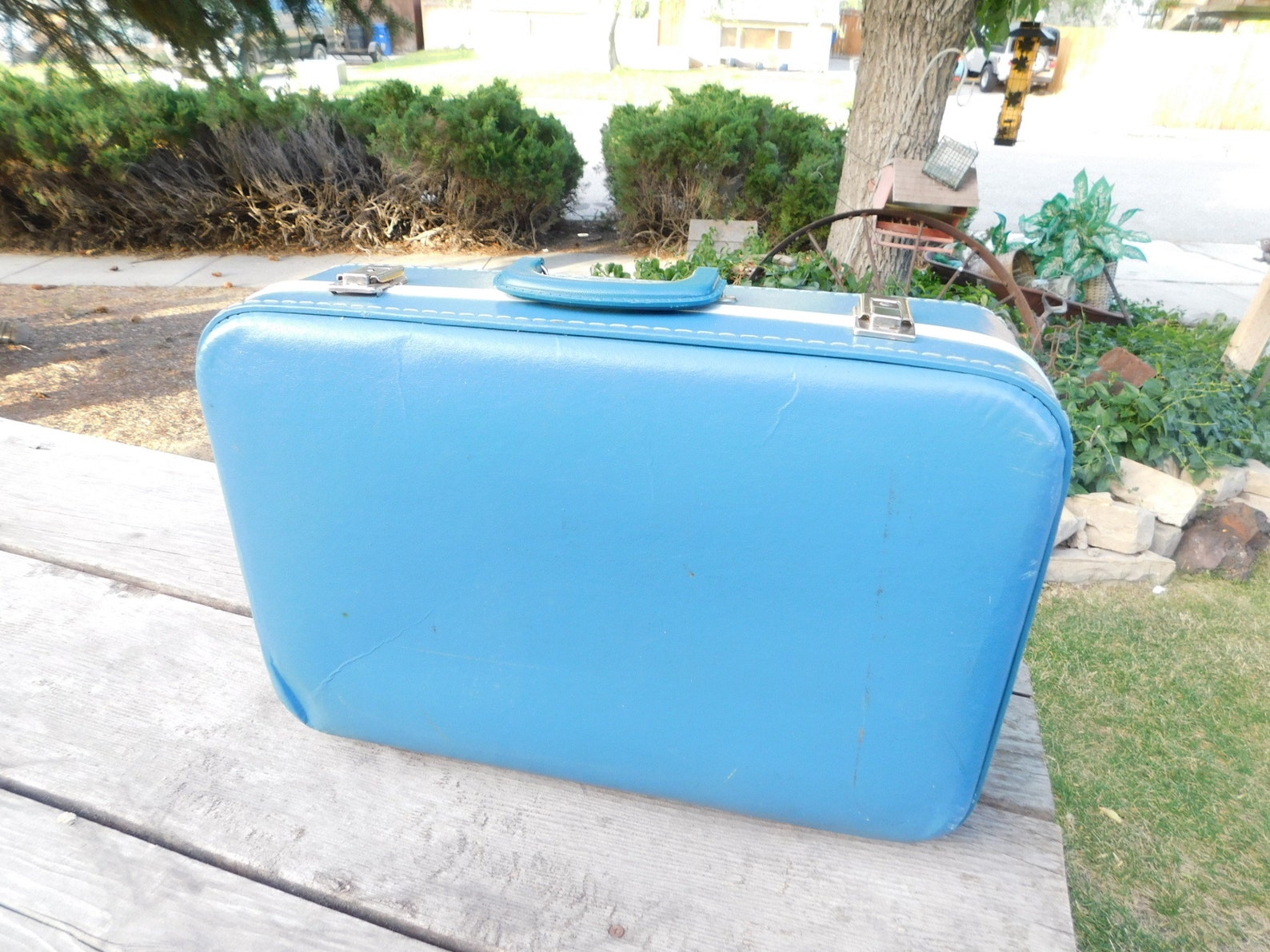 Vtg Blue Hard Shell Small Suit Case Accessory Suit Case - Etsy