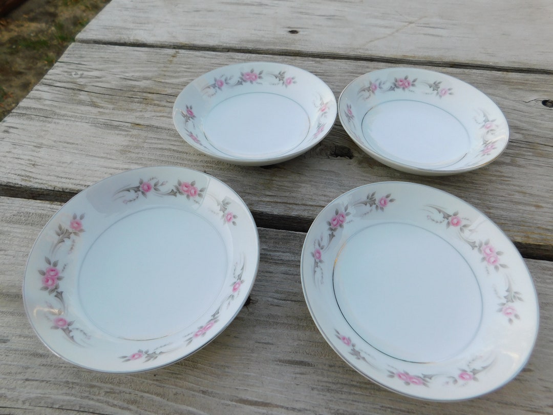 Diamond Porcelain China Japan Pageant Roses Dessert Bowls Set of 4, Vtg ...