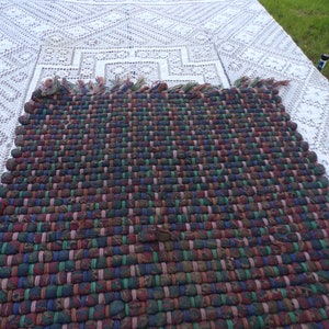 Vtg Multi Blue Color Rag Rug, Vtg Rag Rug, Cloth Rug, Vtg Home Decor ...