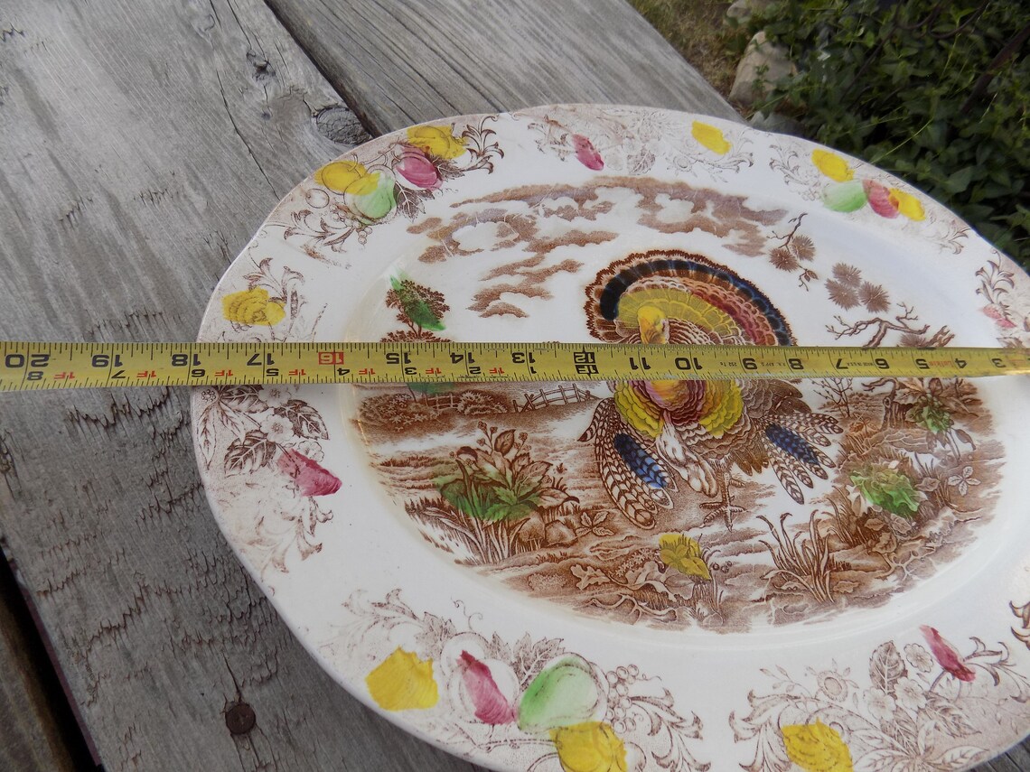 Brown Transferware Turkey Platter Turkey Transfer Ware, Thanksgiving ...