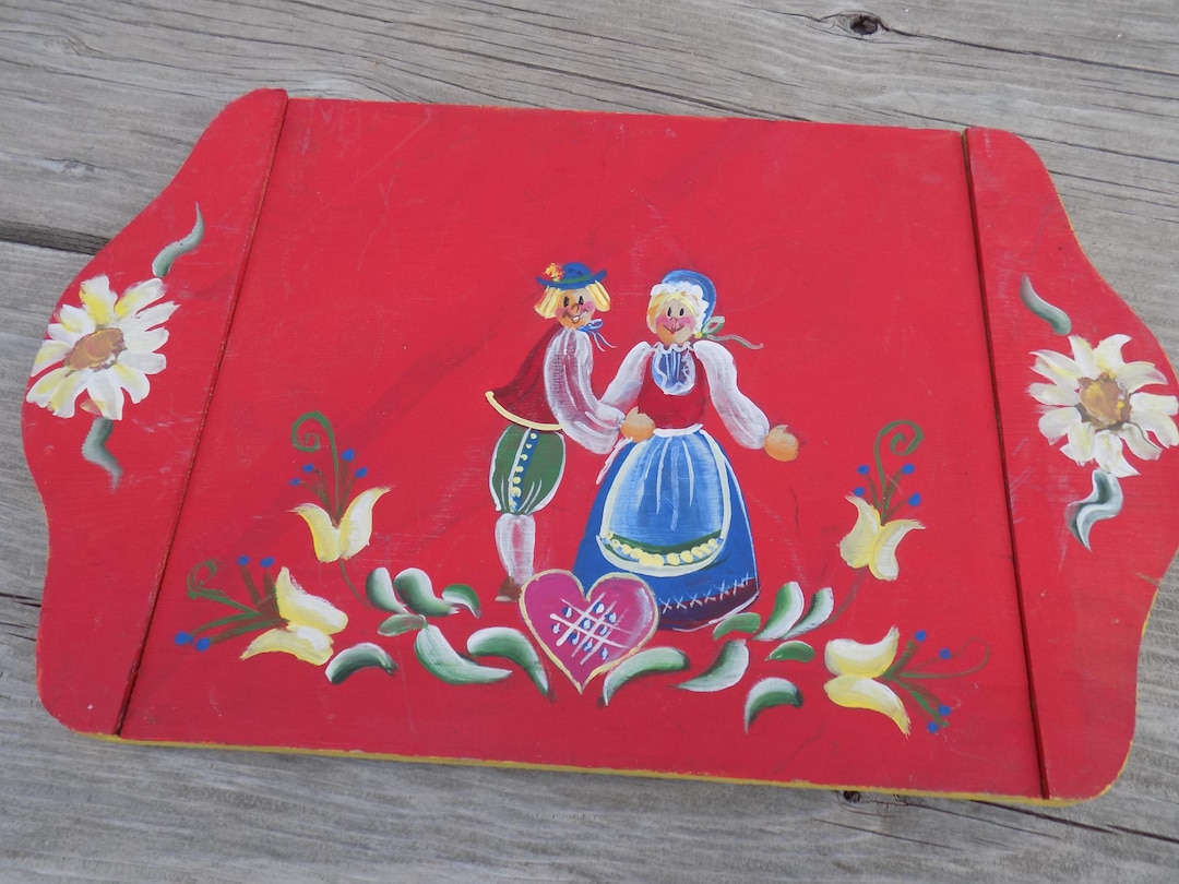 Wood Tray Dutch Painting Art, Folk Art, Vintage Kitchen, Dutch Couple ...