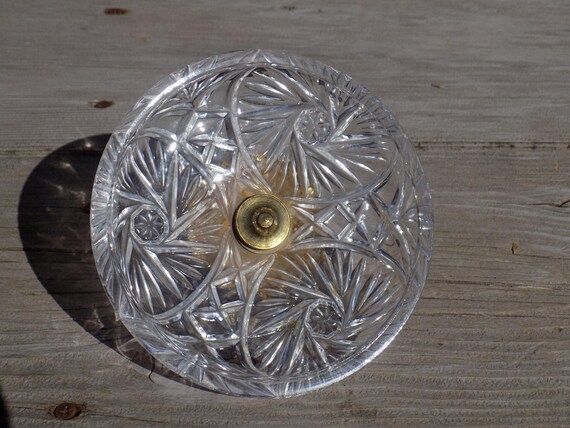 Jar Lid, Powder Puff Jar Lid, Glass Brass lid, Cut Gl… - Gem