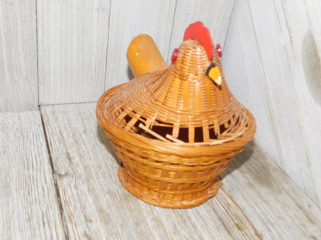 Rooster Basket W Lid, Vintage Basket DAMAGED Country Home Decor ...
