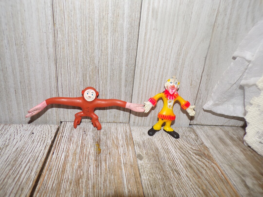 Bendable Monkey and Clown, Vintage Bendable Toys, Vtg Toys, Circus ...