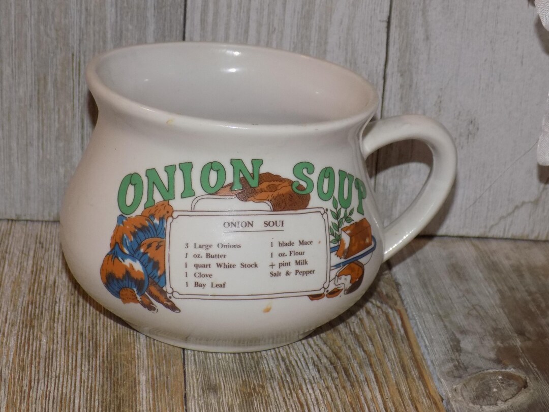 ONION SOUP MUG, Mug, Soup Mug, Vintage Dishes, Pottery Mug, Winter ...