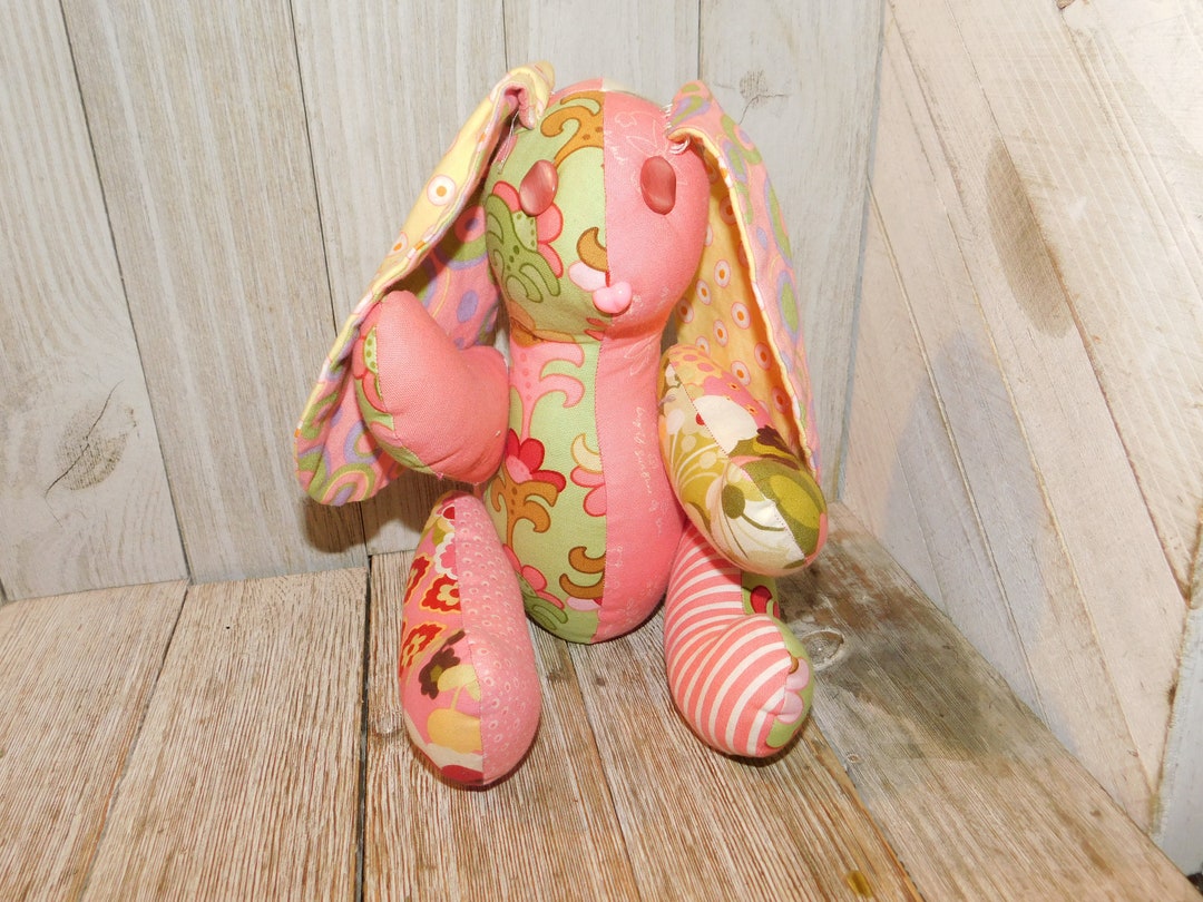 Vtg Bunny Rabbit, Jointed Bunny, Patchwork Flower Bunny, Bunny Rabbit ...
