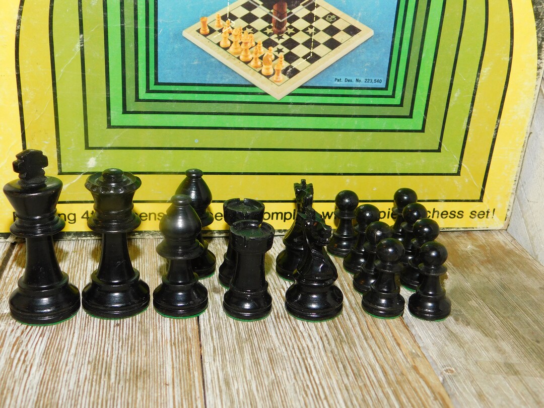 Vintage Space Chess Wood Game Board Black Pieces ONLY, GAME PARTS ...