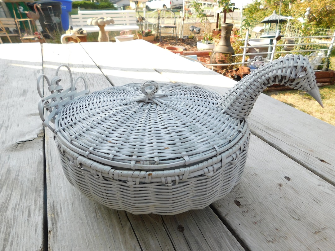 Vtg Duck, Geese Wicker Basket, Wicker, Basket, Vintage Baskets, Country ...