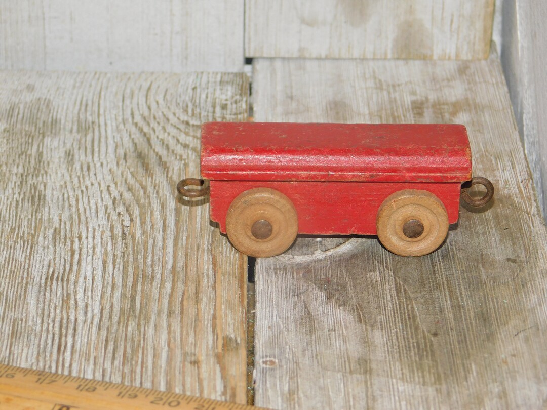 Train Car, Wood Train Car, Red Wood Train Car, Vintage Toy Train ...