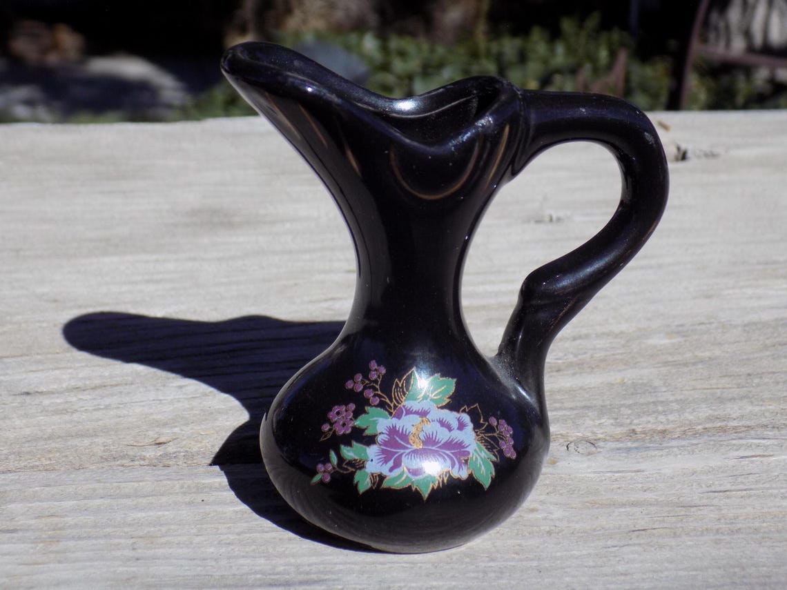Pitcher, Black Floral Pitcher, Doll Pitcher, Made in China, Memories ...