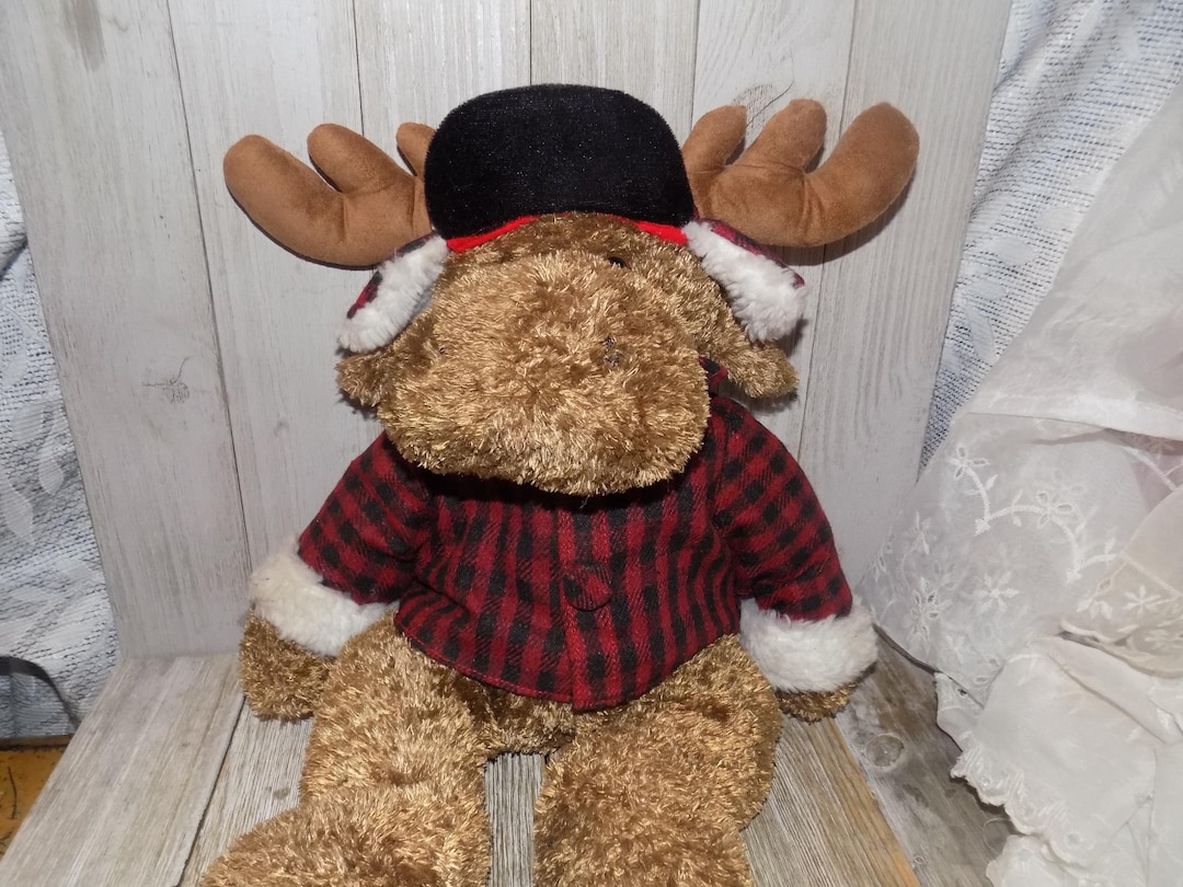 Moose W Sweater and Hat, Rustic, Woodsy, Cabin, Plaid Jacket Moose ...