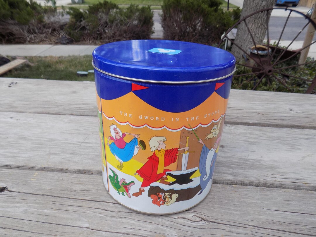 The Sword and Stone, Alice in Wonderland, 1985 Big Tin Can, Vtg in Cans ...