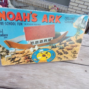 Noah Ark Game, Vintage Children's Game, Religious Game, Plastic Animals ...