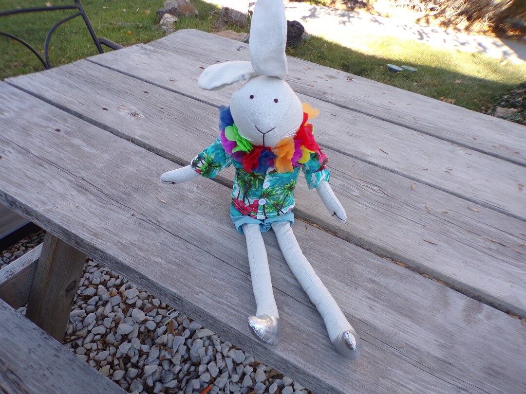 Vt Hawaiian Bunny, Vtg Cloth Bunny Plush Bunny, Rabbit, Bunny Hawaiian ...