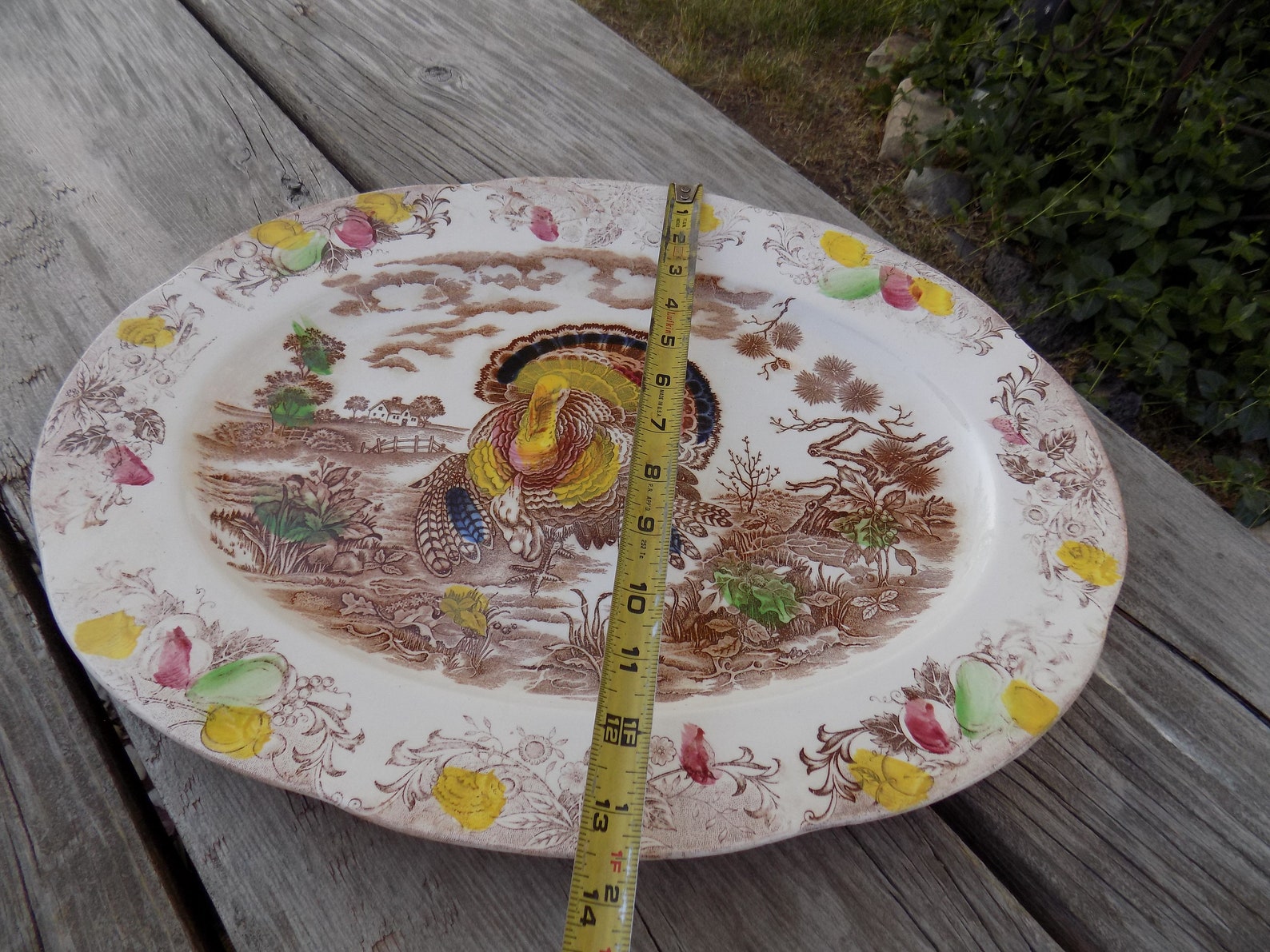 Brown Transferware Turkey Platter Turkey Transfer Ware, Thanksgiving ...