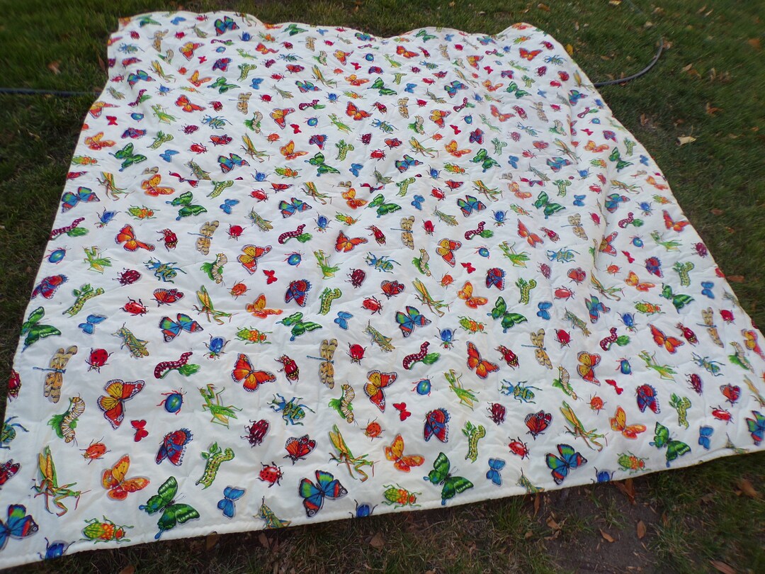 Vtg Insect Quilt, Butterflies, Insects, Vtg Bedding, Prop, Bedroom ...