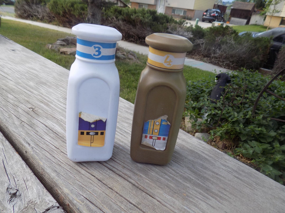 Toy Milk Bottles Set of 2, Play Milk Bottles, Vintage Toy Milk Bottles ...