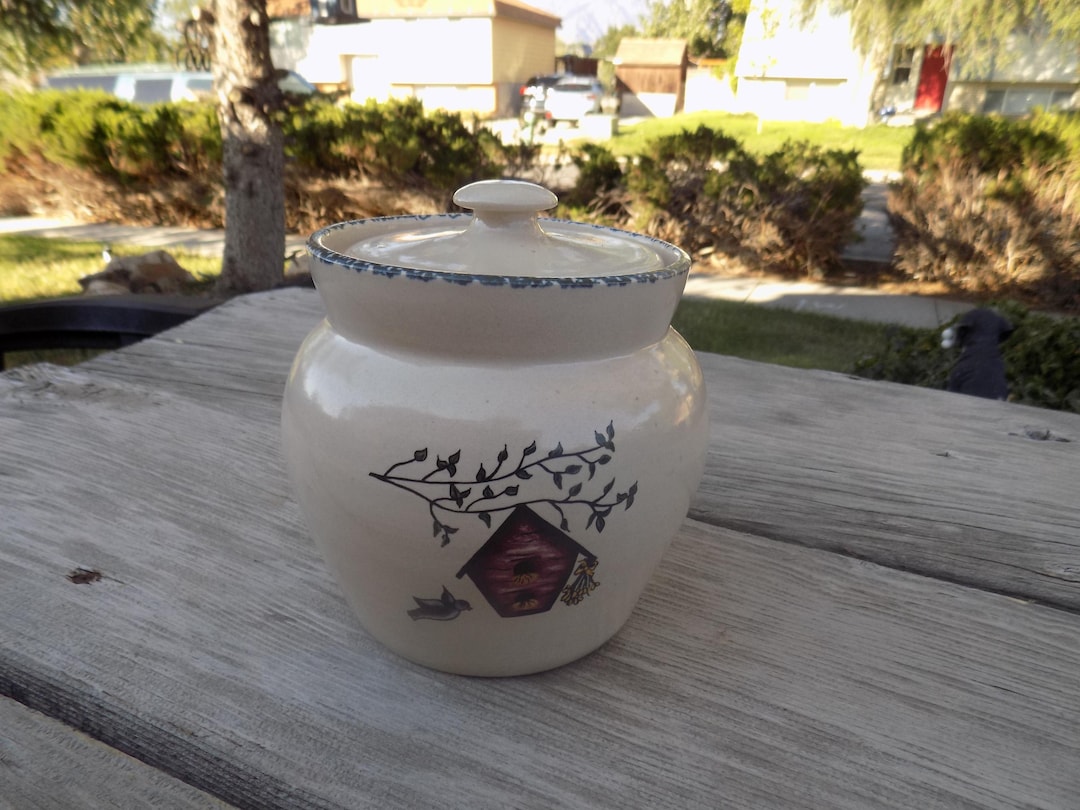 Jar Crock, Bird House Crock, Farmhouse Kitchen, Bird House, Birds ...
