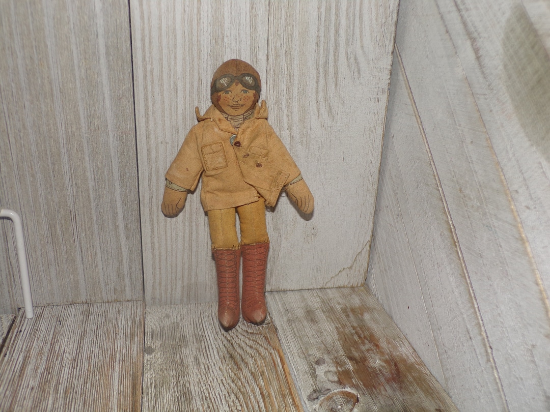 Antique Female Aviator Pilot Suit Rare Doll Toy Freckled GI Jane Cloth ...