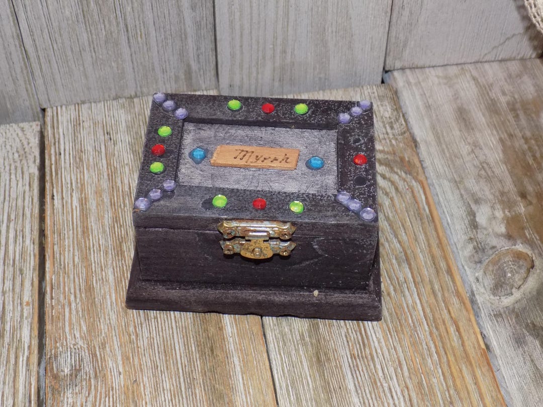 Wood Box Small, Treasure Box, Box With Jewels on It Trinket Box, Small ...