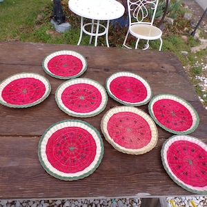 Watermelon 8 Paper Plate Holders Vtg Wicker Plate Picnics, Camping ...