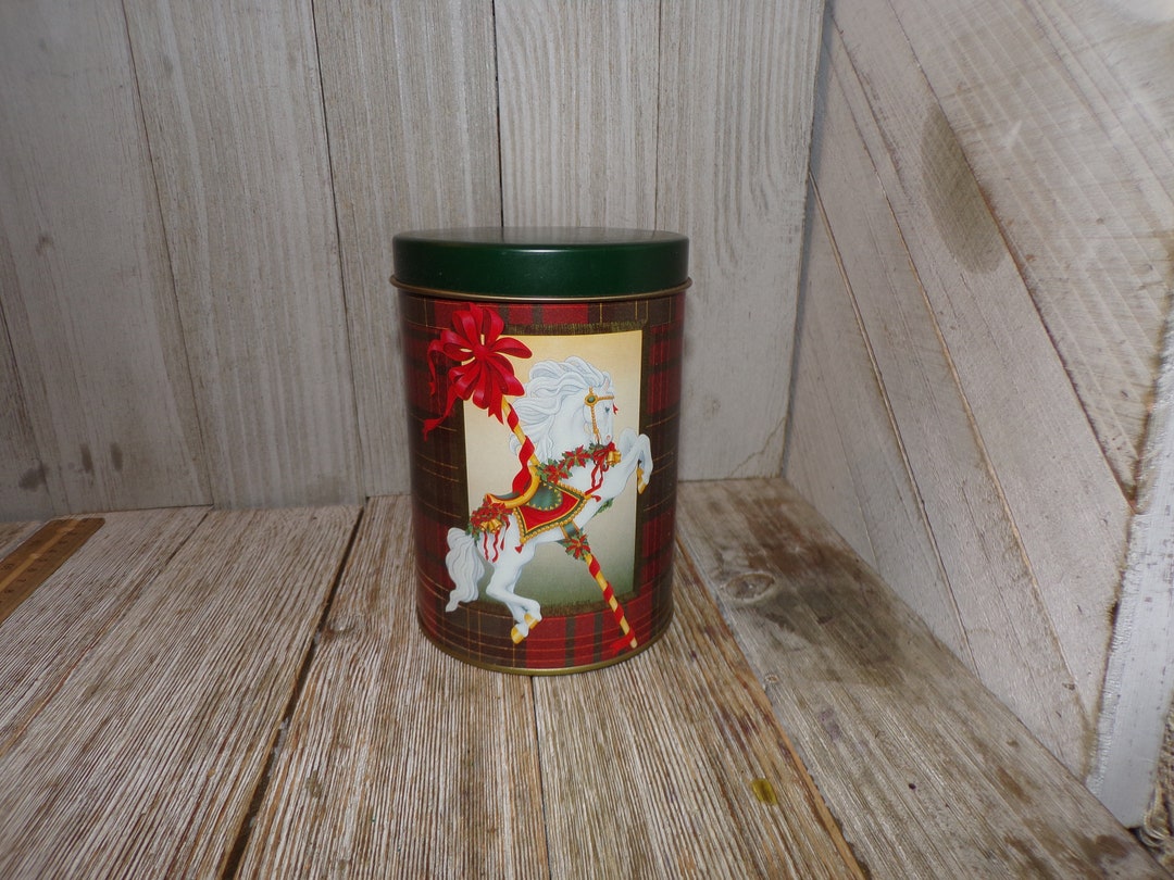 Vtg Carousel Horse Tin Can, Carousel Tin Can, Carousel Horse, Storage ...