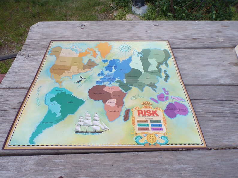RISK Board Game Playing Board ONLY, Game Pieces, Replacement Game Board ...