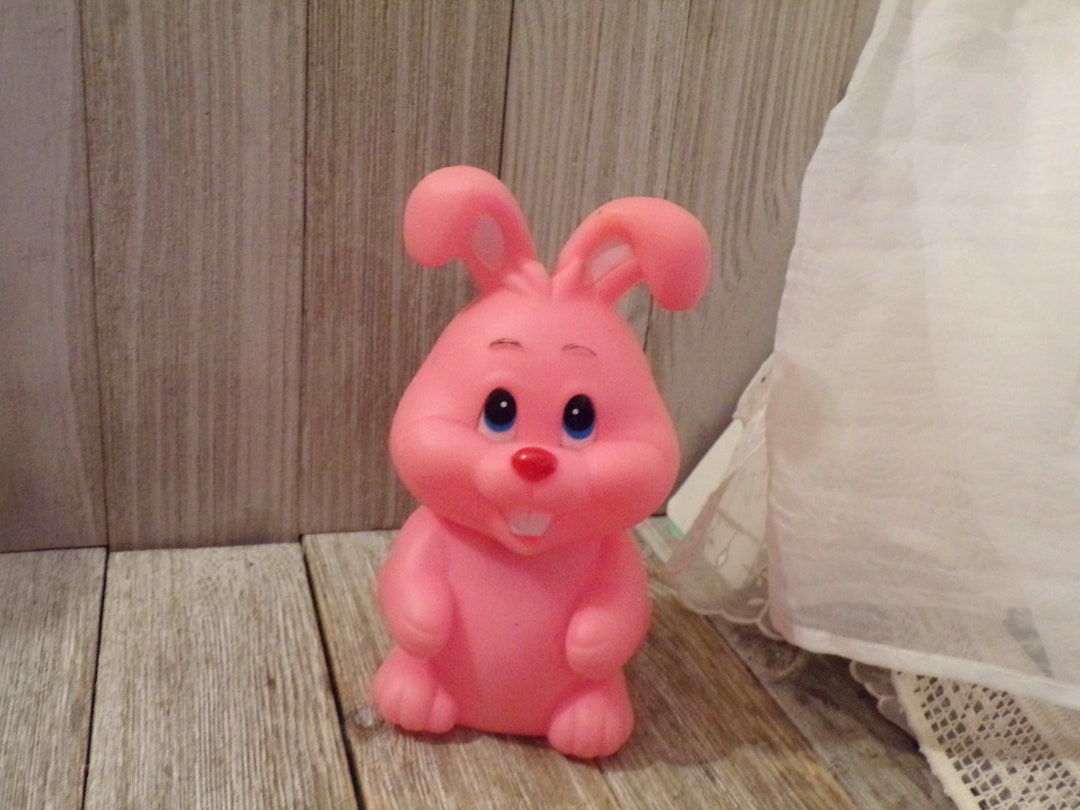 Bunny Vtg Pink Rubber Bunny Bank, Soft Rubber Plastic, Spring, Rubber ...